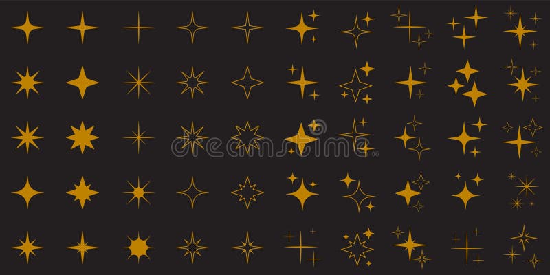 Collection of Star Icon Vector Illustrations in Modern Simple Flat ...