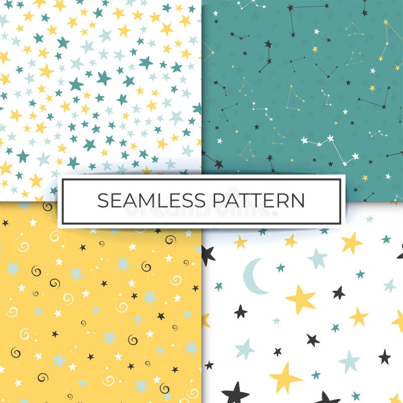 Collection of Star Patterns Colorful Space Sky Design for Printing ...