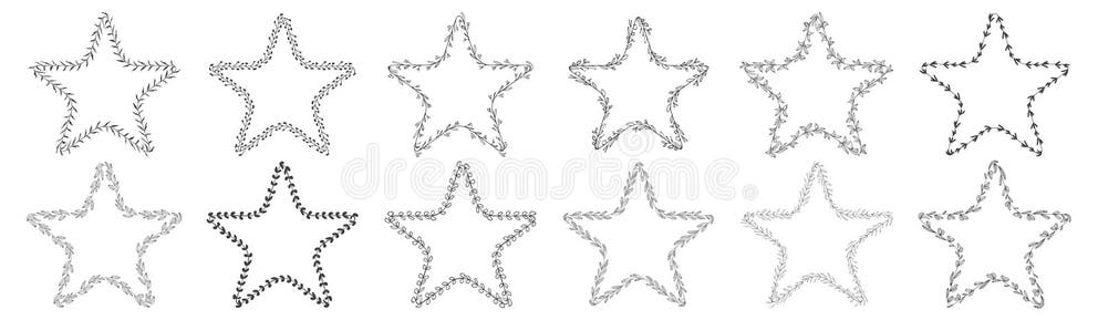 Collection of Star Shaped Leaf Wreath Element Decorative Stock Vector ...