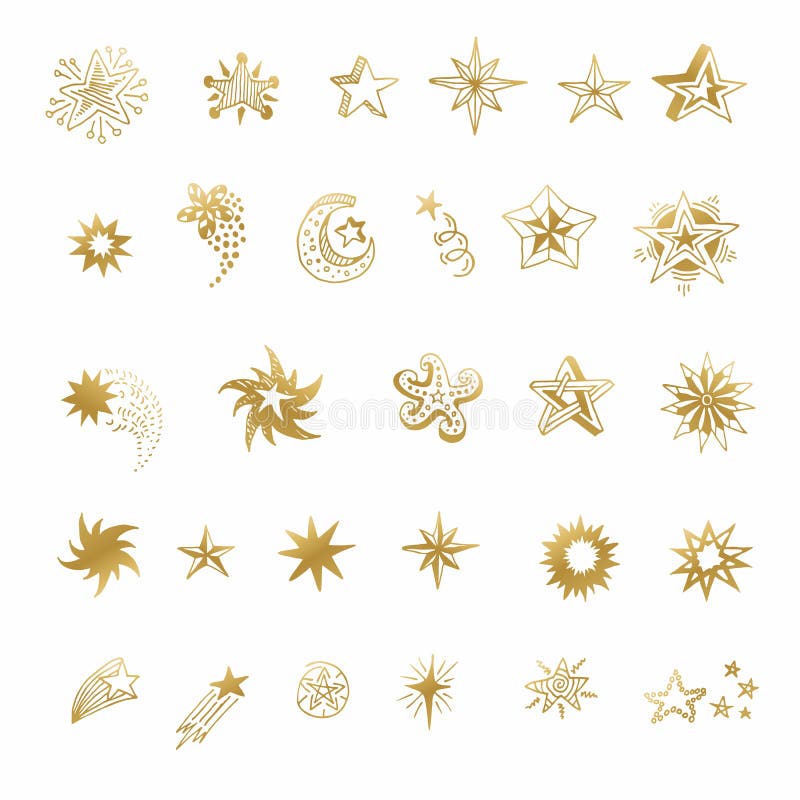 Collection of Stars of Various Shapes Stock Vector - Illustration of ...