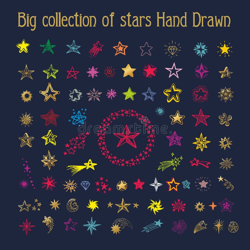 Collection of Stars of Various Shapes Stock Vector - Illustration of ...