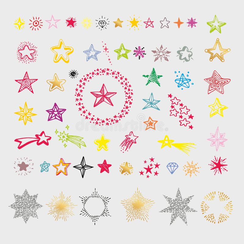 Collection of Stars of Various Shapes Stock Vector - Illustration of ...
