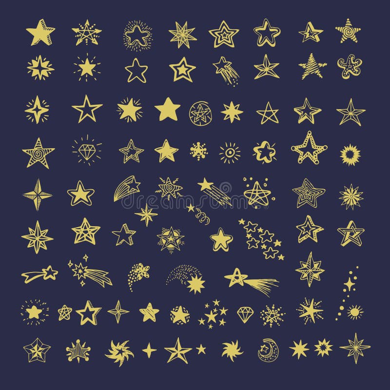 Collection of Stars of Various Shapes Stock Vector - Illustration of ...