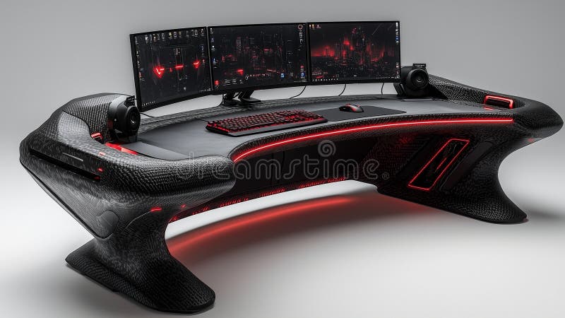 Advanced Gaming Desks with High-tech Features Stock Illustration ...