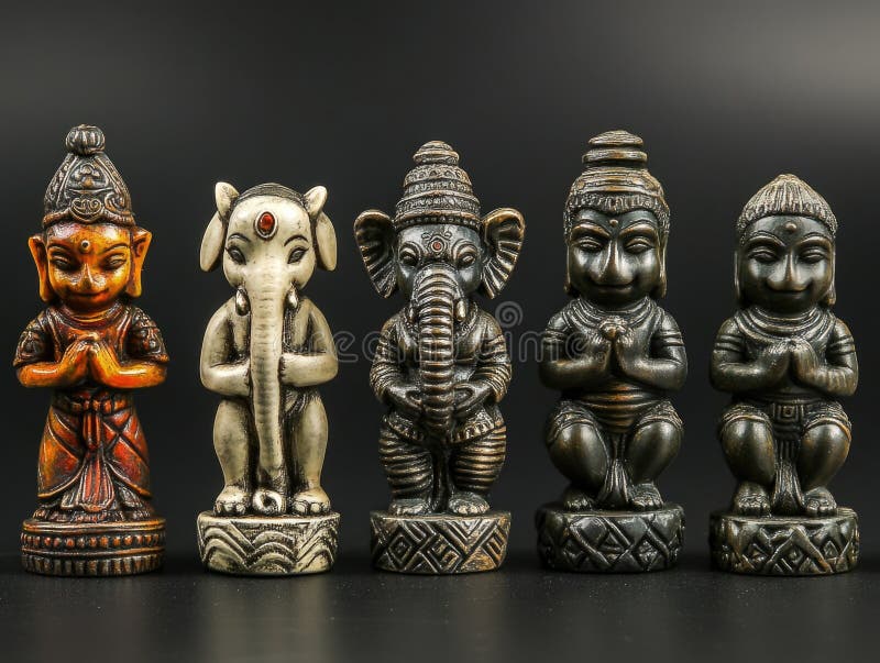 A Collection of Statues in Various Shapes and Sizes Stock Image - Image ...