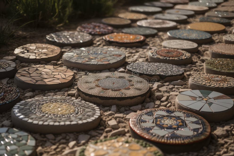 Collection of Stepping Stones with Different Patterns and Colors Stock ...