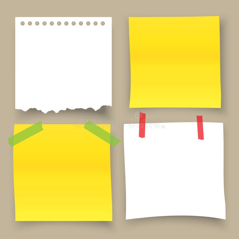 Collection Of Sticky Note With Adhesive Tape On Isolated Background ...