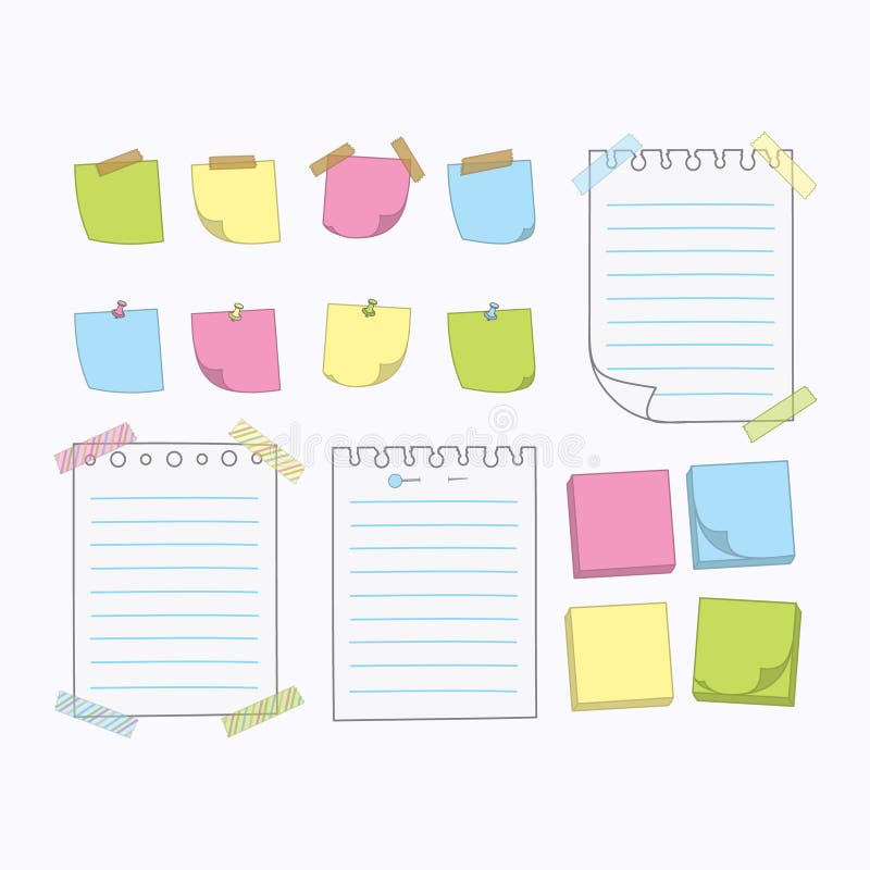 Collection of Sticky Note Illustrations Stock Vector - Illustration of ...