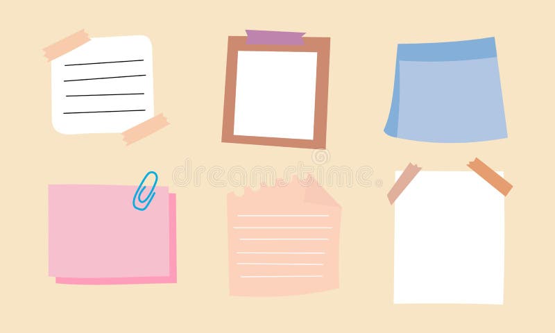 Collection of Sticky Note Illustrations Vector Editorial Image ...