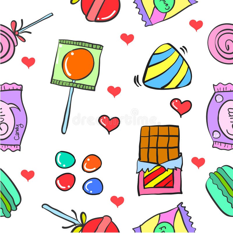 Collection Stock of Candy Sweet Doodle Stock Vector - Illustration of ...
