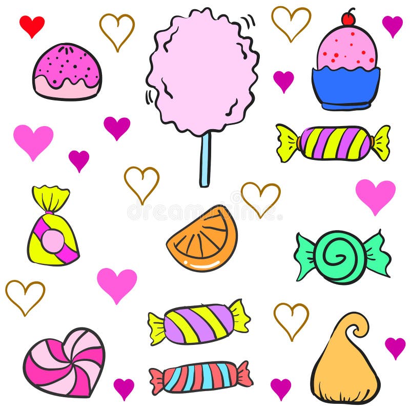 Colorful Candy Object of Doodle Style Stock Vector - Illustration of ...