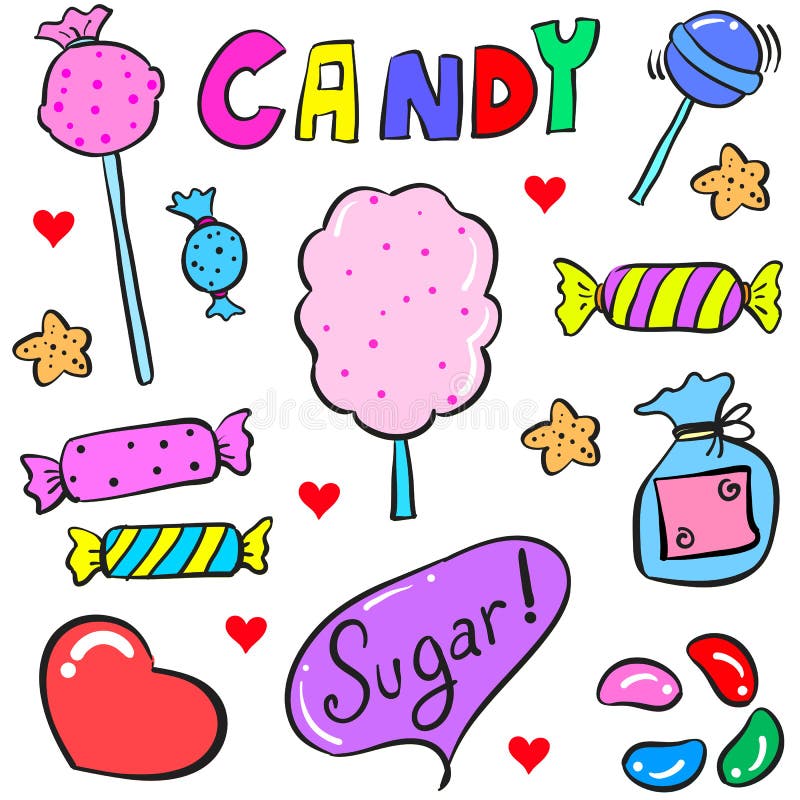 Collection Stock of Candy Various Doodle Style Stock Vector ...