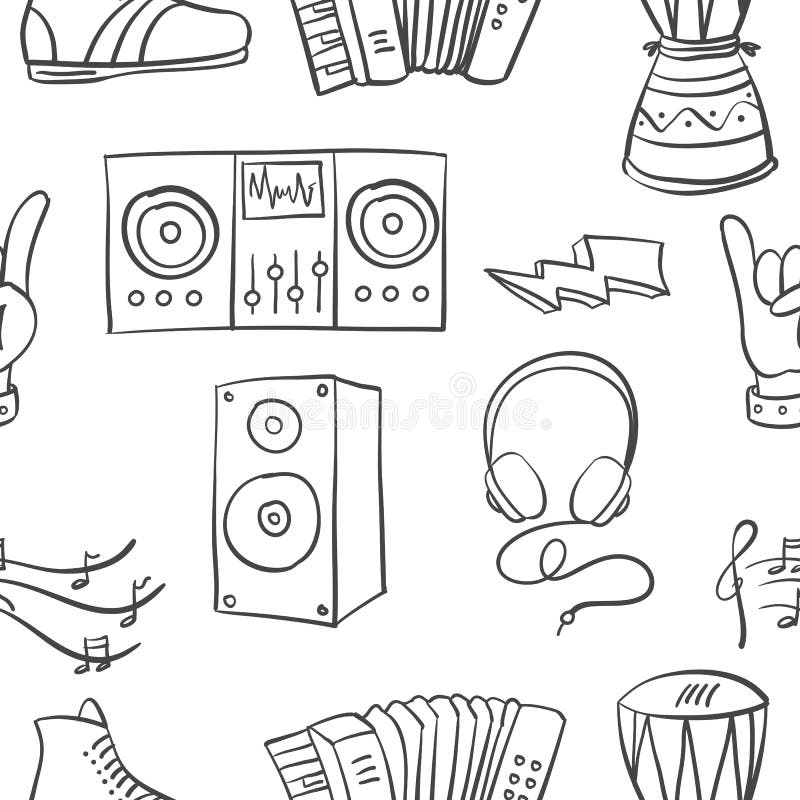 Doodle of Music Object Hand Draw Stock Vector - Illustration of record ...