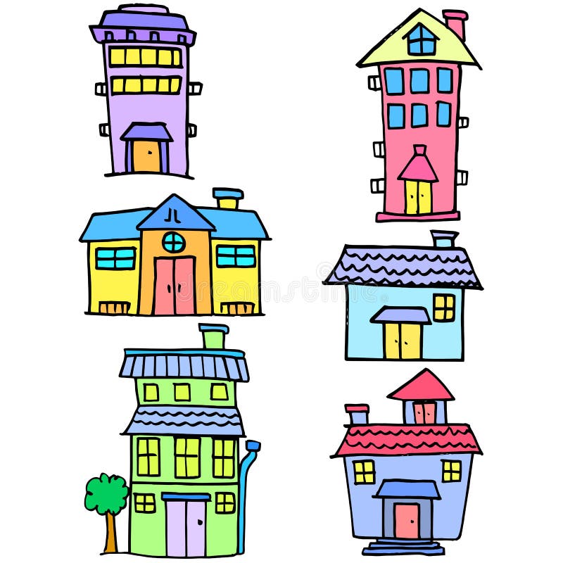 Collection Stock of House Colorful Set Stock Vector - Illustration of ...