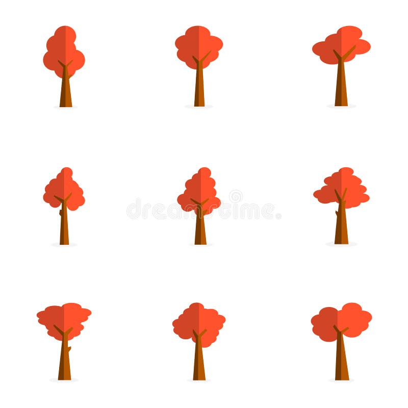 Collection Stock of Red Tree Stock Vector - Illustration of colorful ...