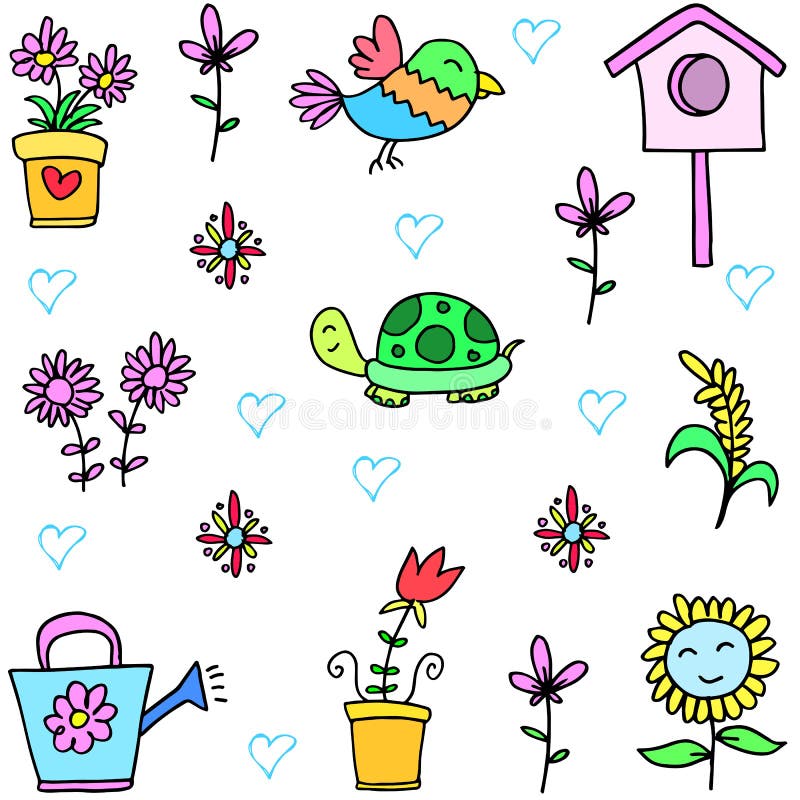 Collection Stock of Spring Set Doodles Stock Vector - Illustration of ...