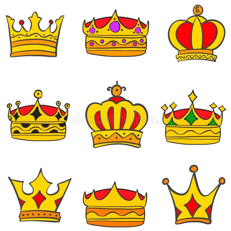 Collection Stock Style Elegant Crown Set Stock Vector - Illustration of ...