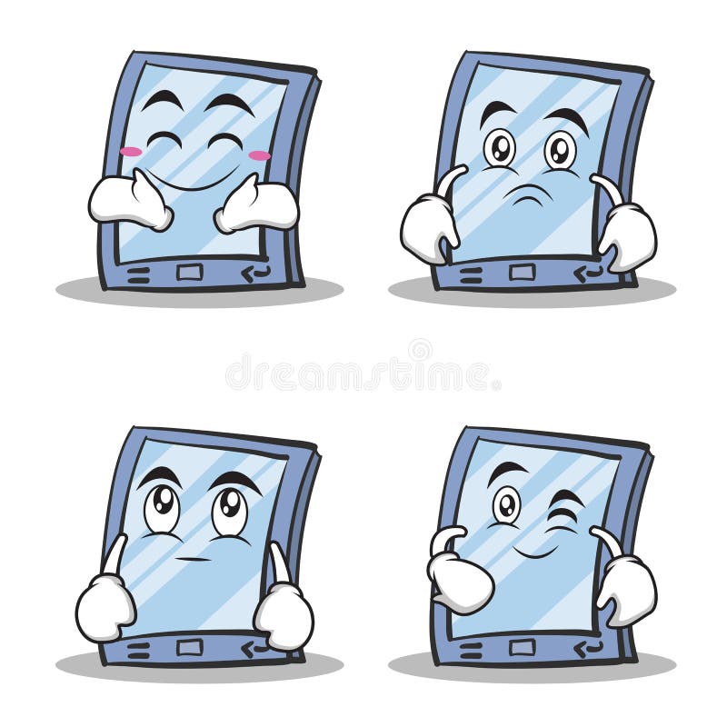 Collection Stock Tablet Character Cartoon Style Set Stock Vector ...