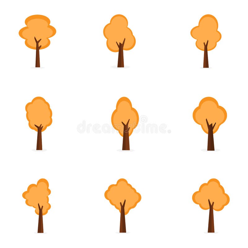 Collection Stock of Trees Set Stock Vector - Illustration of autumn ...