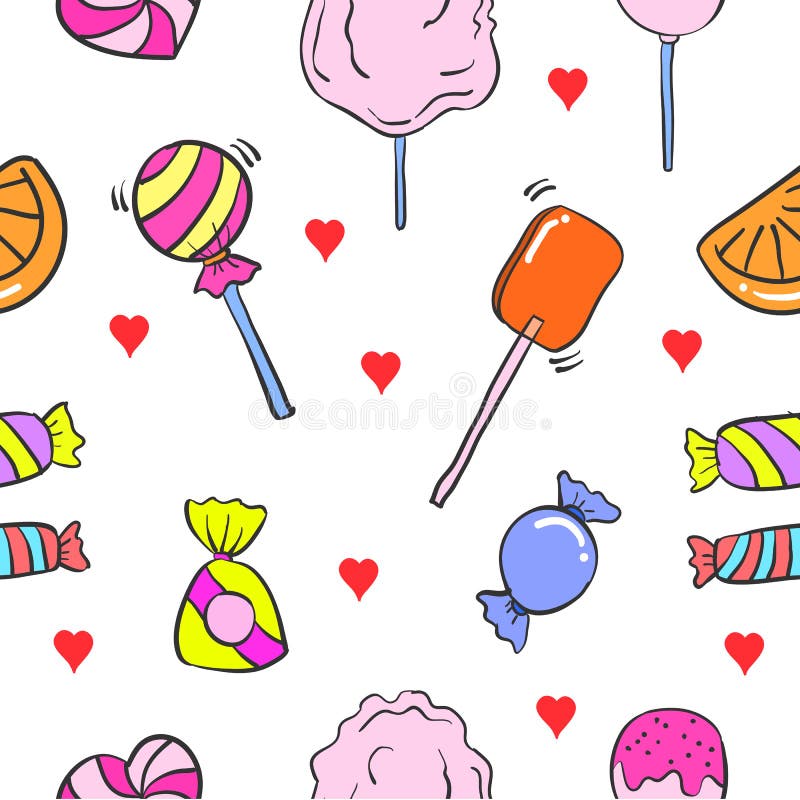 Collection Stock of Various Candy Doodles Stock Vector - Illustration ...