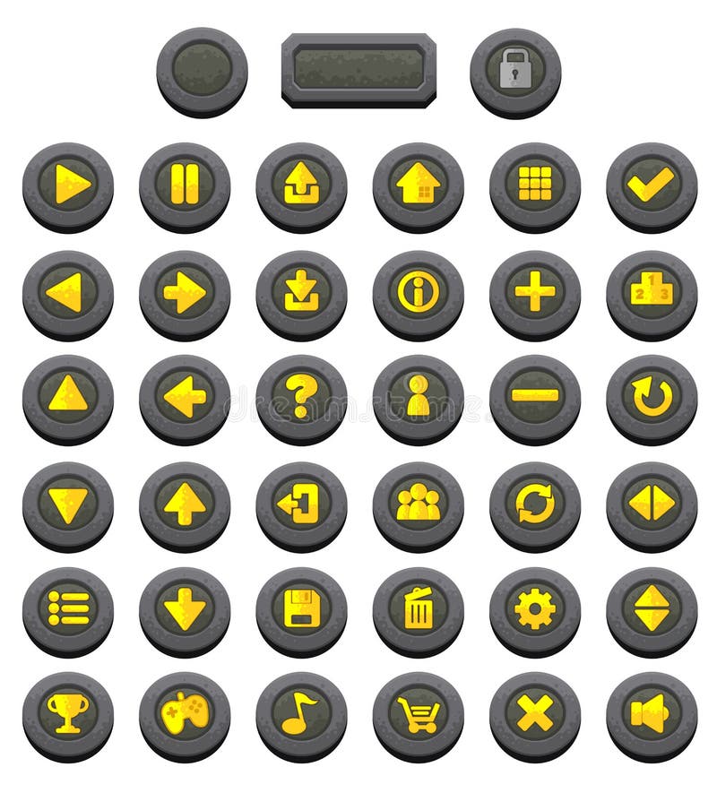 Medieval Stone Game Button Set Stock Vector - Illustration of icon ...