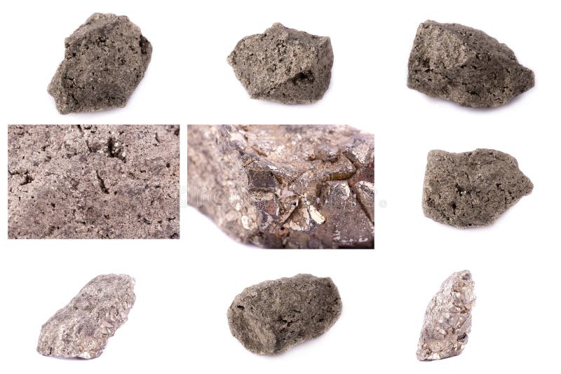 Collection of Stone Mineral Pyrite Stock Photo - Image of gemological ...