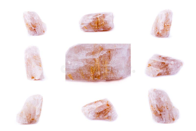 Collection of Stone Mineral Rutile in Quartz Stock Photo - Image of ...