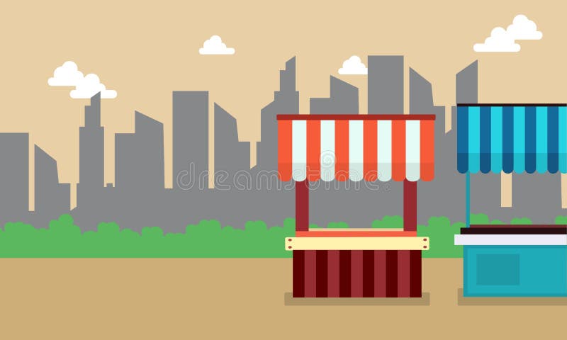 Collection of Street Stall Design with Building Stock Vector ...