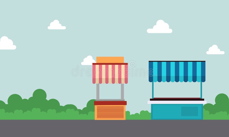 Collection of Street Stall Design Landscape Stock Vector - Illustration ...