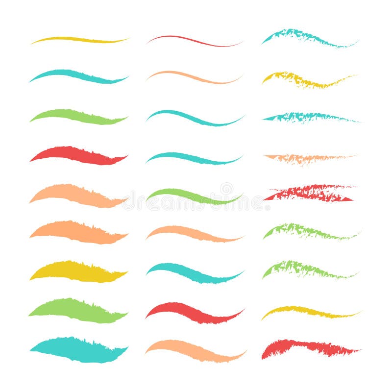 Strikethrough Underlines, Set Brush Stroke, Marker Lines Grunge Curve ...