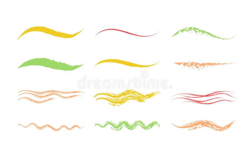 Strikethrough Colored Charcoal Crayon Underline. Doodle Colorful Wavy ...
