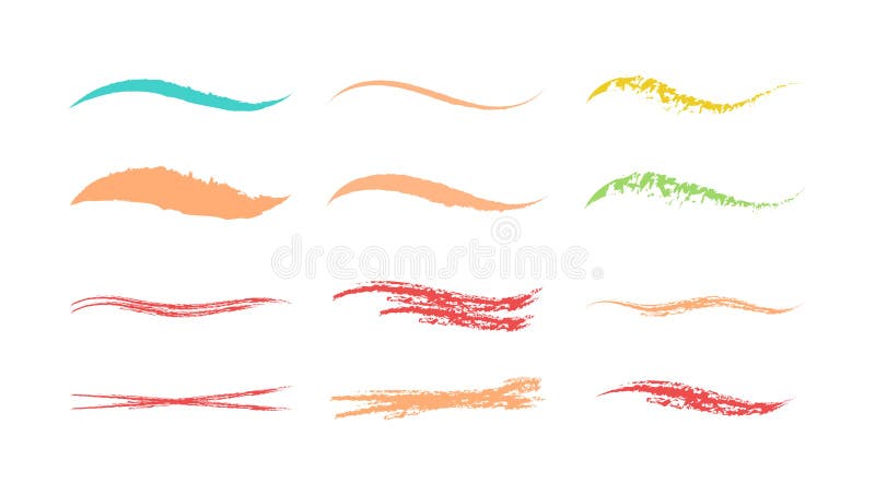 Strikethrough Colored Charcoal Crayon Underline. Doodle Colorful Wavy ...