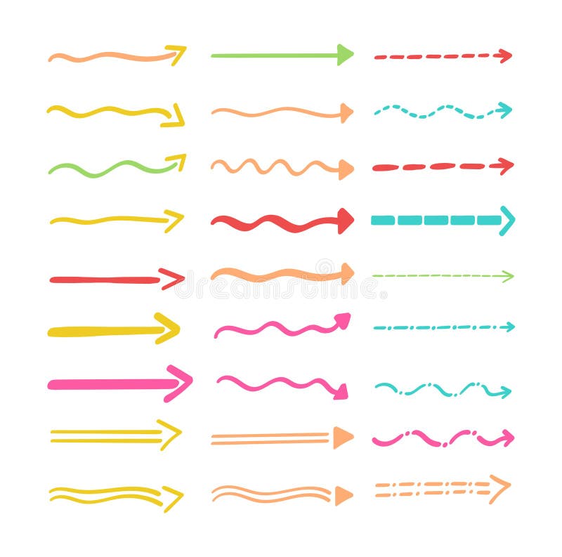 Strikethrough Lines Collection. Set of Hand Drawn Freehand Ephasis ...