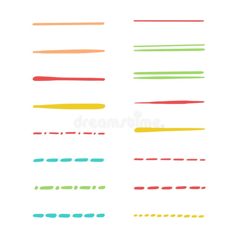 Strikethrough Lines Collection. Set of Hand Drawn Freehand Ephasis ...