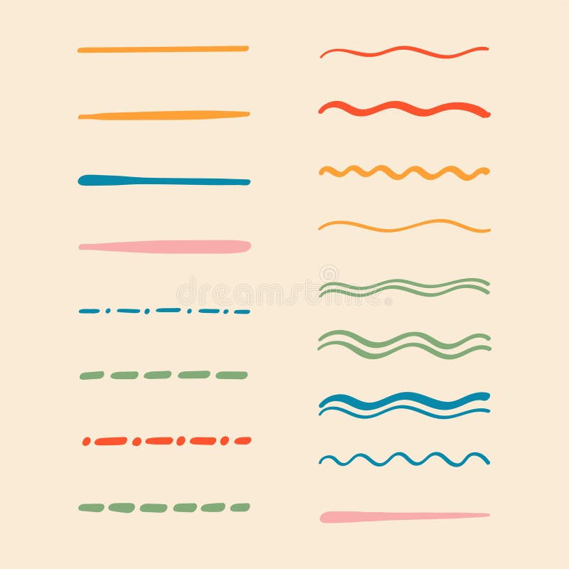 Strikethrough Lines Collection. Set of Hand Drawn Freehand Ephasis ...