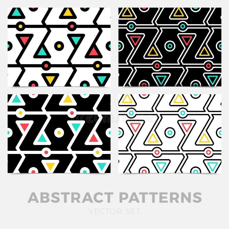 Collection of Striped Seamless Geometric Patterns. Digital Design Stock ...