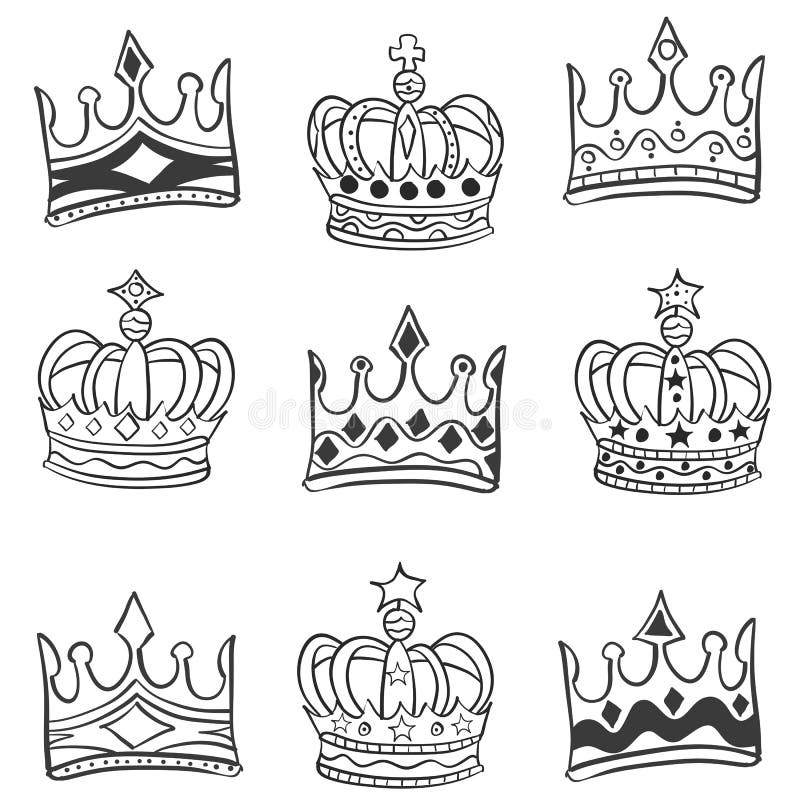 Style red crown doodle set stock vector. Illustration of gorgeous ...