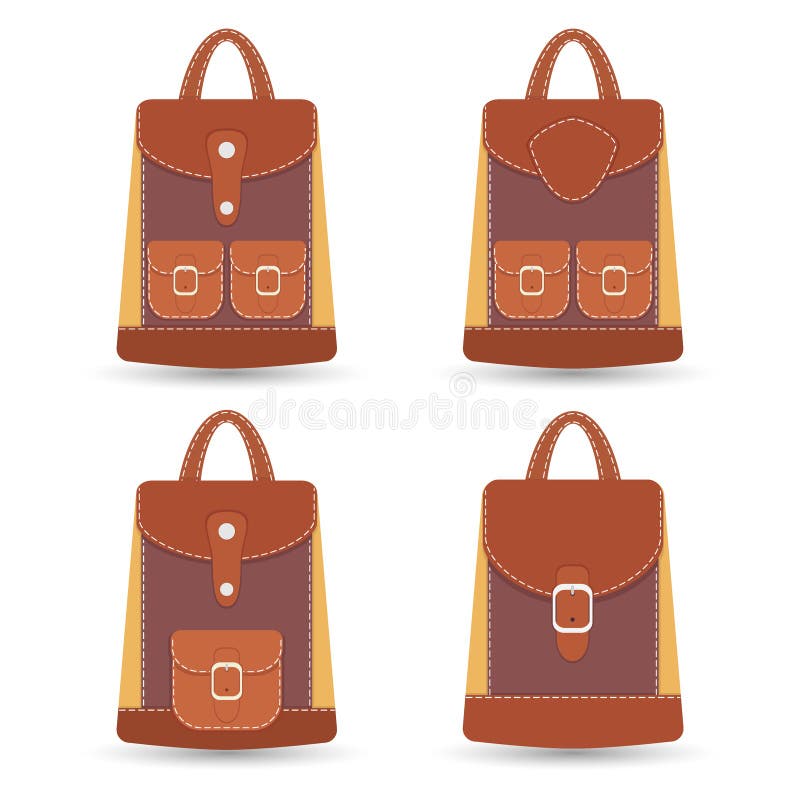 Collection of Stylish Colorful Leather Backpacks with Pockets and White ...