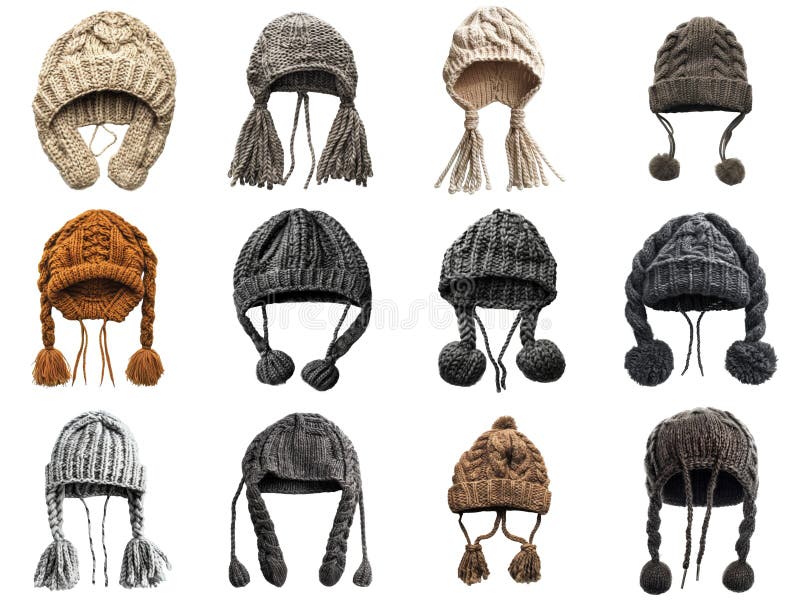 Collection of Stylish Knitted Winter Hats with Different Designs and ...