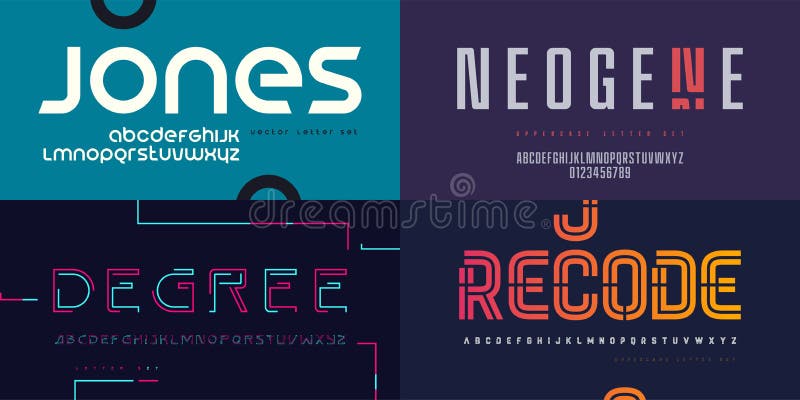 Set of Display Fonts, Typefaces, Vector Uppercase Letters and Nu Stock ...