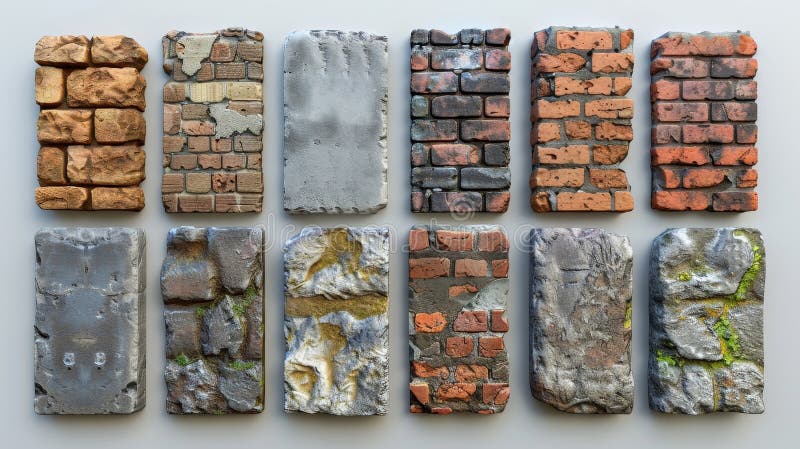 Collection of Stylized Brick Textures Stock Image - Image of rustic ...