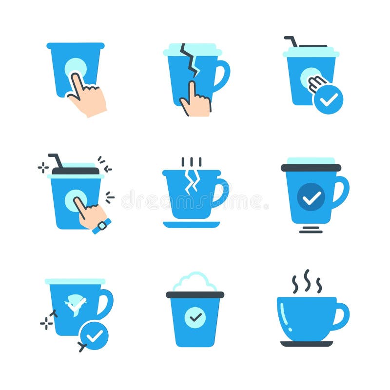 Coffee Cup Icons Set: Digital Interaction and Beverage Concepts Stock ...