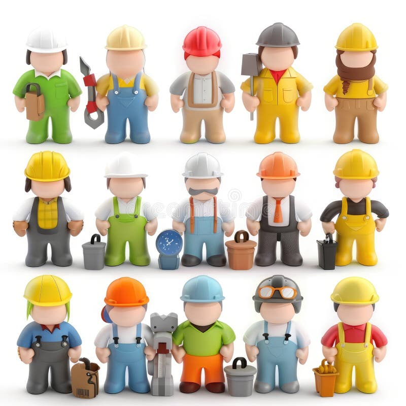 Team of Construction Workers: Diverse Professions and Tools Stock ...