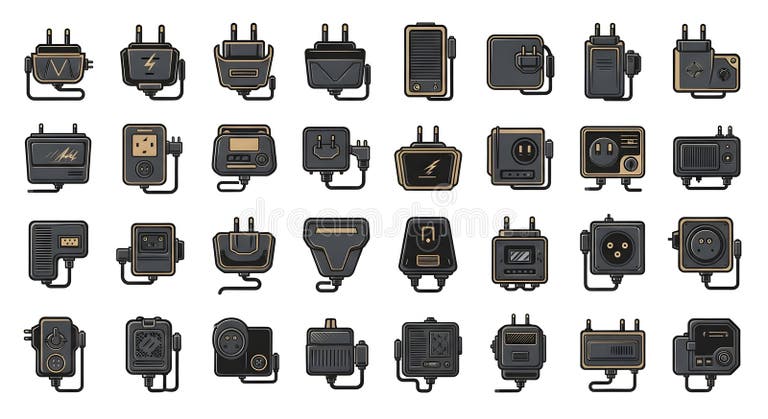 Collection of Stylized Electrical Plugs and Adapters, Ai Generated ...