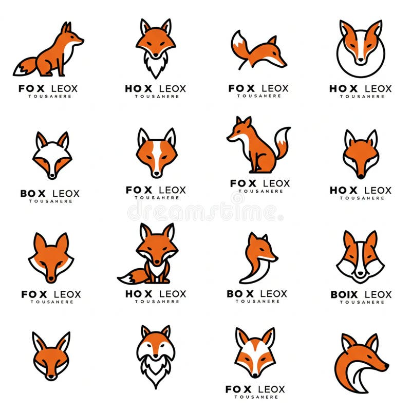Collection of Stylized Fox Logos Featuring Abstract Designs in Various ...