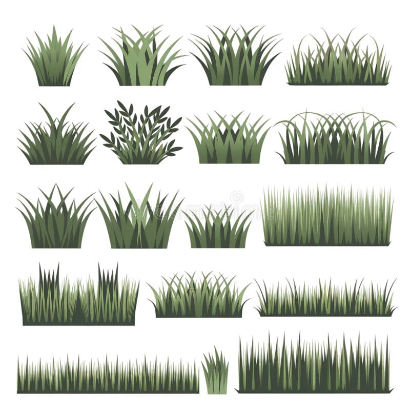 A Collection of Stylized Grass Designs is Displayed Against a Plain ...