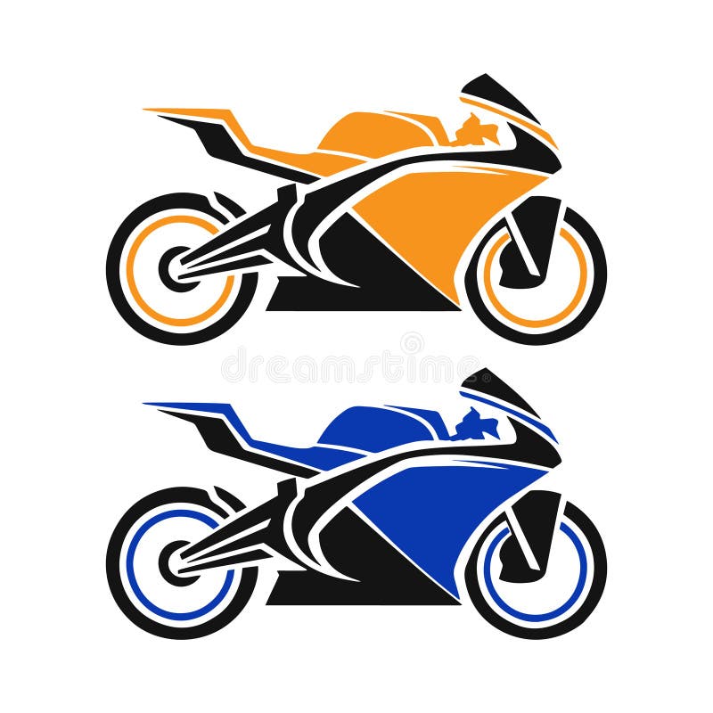 Minimalist Stylized Motorcycle Icons – Sport Bikes in Orange & Blue ...