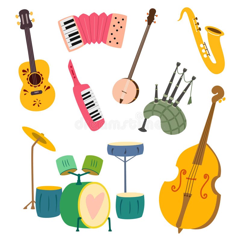 Stylized Musical Instruments Stock Vector - Illustration of decoration ...