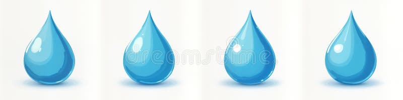 Collection of Stylized Water Drops. Clean, Vibrant Blue Drops. Ideal ...