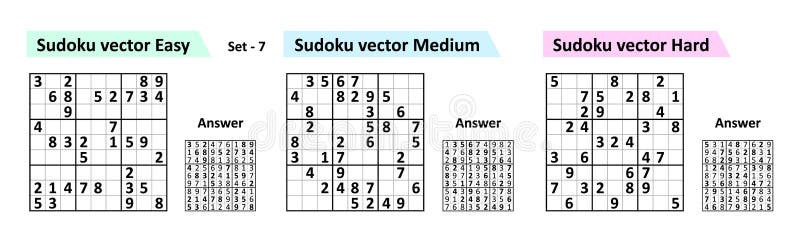 Collection Sudoku Game with Answers. Different Complexity Stock Vector ... Collection Sudoku Game with Answers. Different Complexity Stock Vector ...